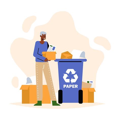 Male Holding Box With Books And Paper And Sorting Choice Between Garbage Sorting And Not