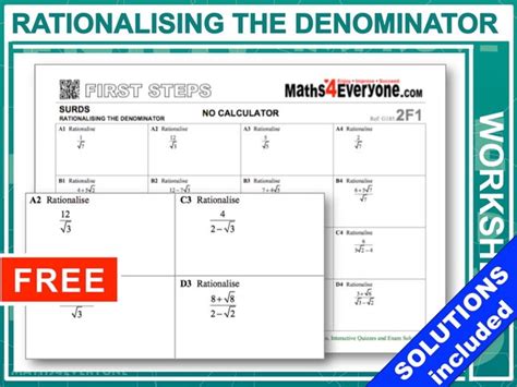 Surds Rationalising The Denominator Teaching Resources