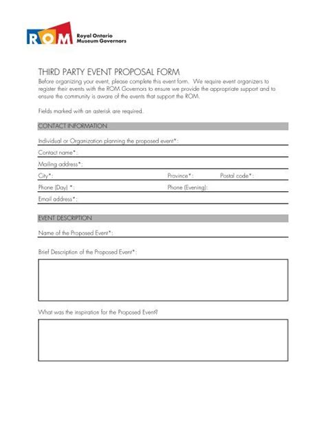 Third Party Event Proposal Form
