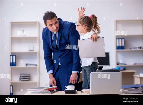 Father Secretary And Daughter Boss In Funny Concept Stock Photo Alamy