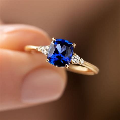 Blue Sapphire Ring 14k Gold Engagement Ring Anniversary T For Her