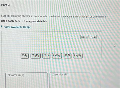 solved part c sort the following chromium compounds by