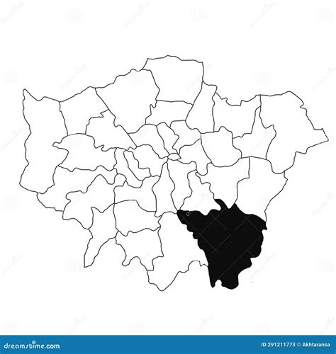 Map Of Bromley In Greater London Province On White Background Single County Map Highlighted By