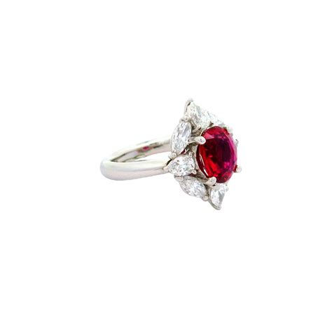 Exceptional 2 25 Carat Ruby Diamond Platinum Ring Gia Certified For Sale At 1stdibs