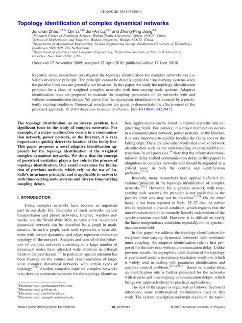 Pdf Topology Identification Of Complex Dynamical Networks