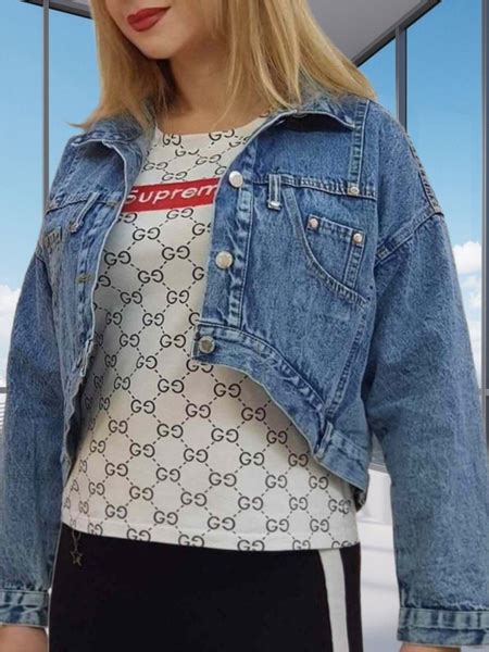 Куртка джинсовая Женский Bgt Trend Карманы Воротник голубой светло синий Деним Джинс размер