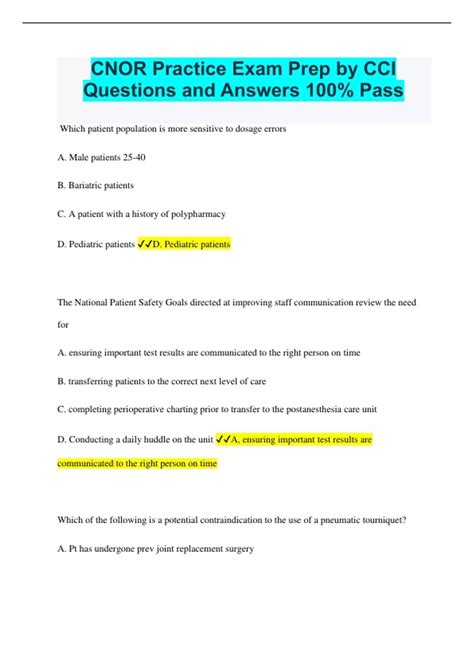 Cnor Practice Exam Prep By Cci Questions And Answers 100 Pass Cnor Cci Stuvia Us