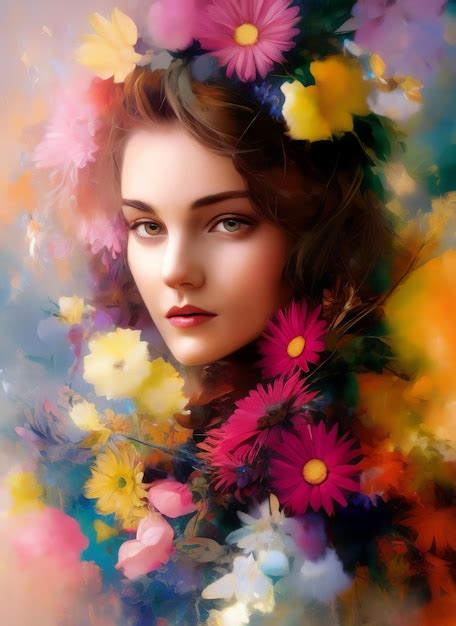 Pintura De Retrato De Uma Linda Mulher Ilustra O De Uma Linda Garota Pintura De Mulher Bonita