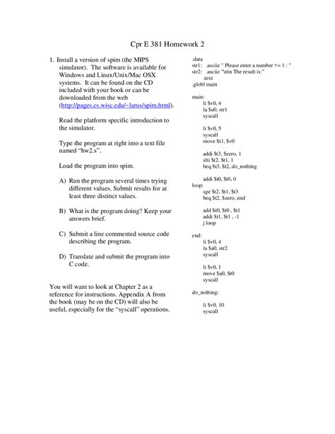Homework Ii Computer Organization And Assembly Level Programming