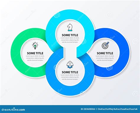 Infographic Template 4 Linked Circles With Icons And Text Stock Vector Illustration Of Line