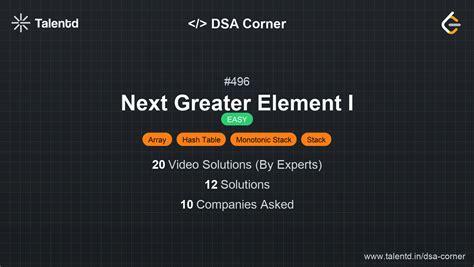 Next Greater Element I Dsa Problem Talentd