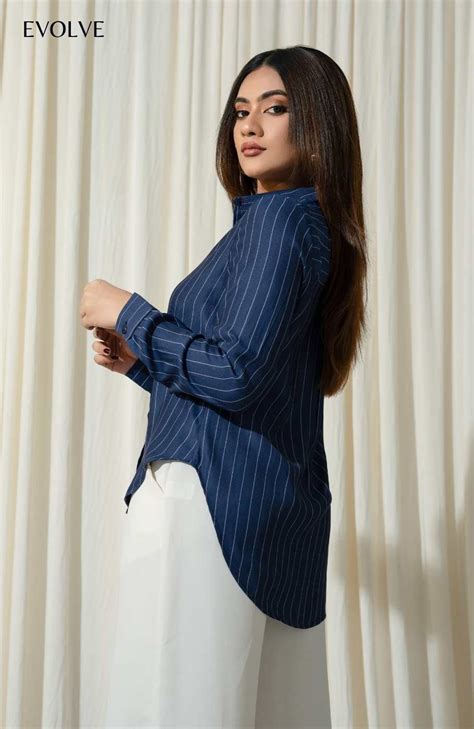 Lucca Shirt Blue Pin Stripes Evolve Shop Womens Clothing And Fashion
