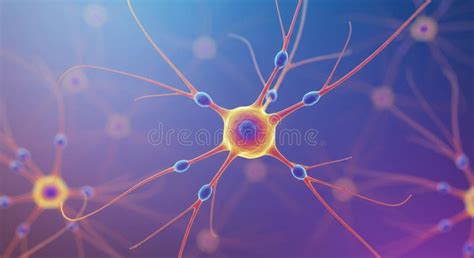 Detailed Illustration Depicting A Microscopic Neuron Cell In A Complex Network Stock