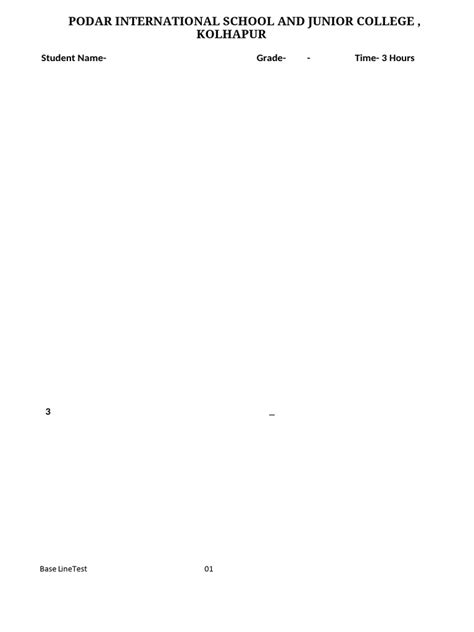 Base Line Test Pdf Litre Euclidean Geometry