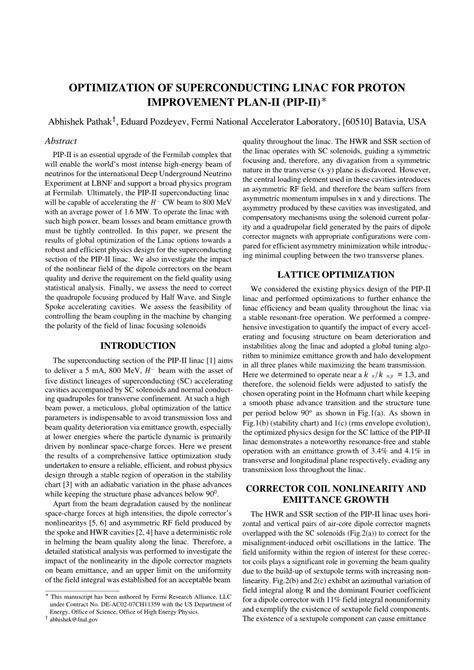 Pdf Optimization Of Superconducting Linac For Proton Improvement Plan Ii Pip Ii