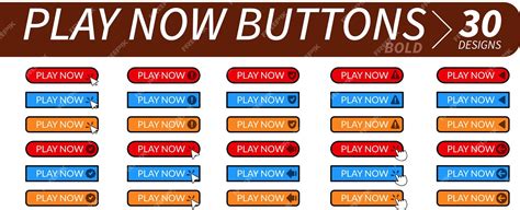 Premium Vector Complete Set Of Professional Play Now Buttons With Hand Pointer Arrow Pointer
