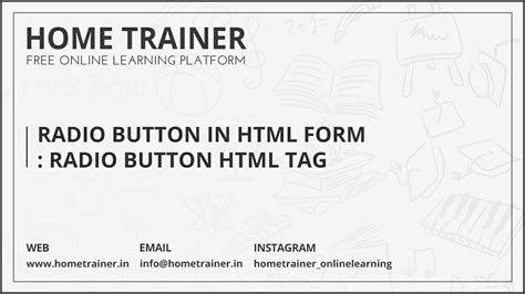 Radio Button In Form Tag Html Form Tag Home Trainer Youtube
