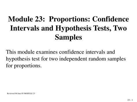 Ppt Module 23 Proportions Confidence Intervals And Hypothesis Tests Two Samples Powerpoint