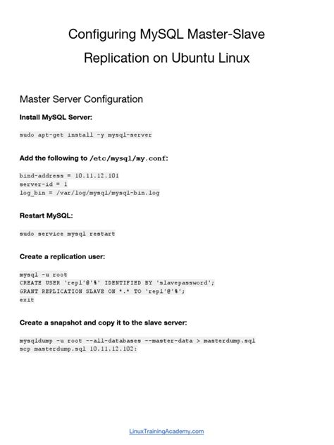 Configuring Mysql Master Slave Replication On Ubuntu Linux Pdf