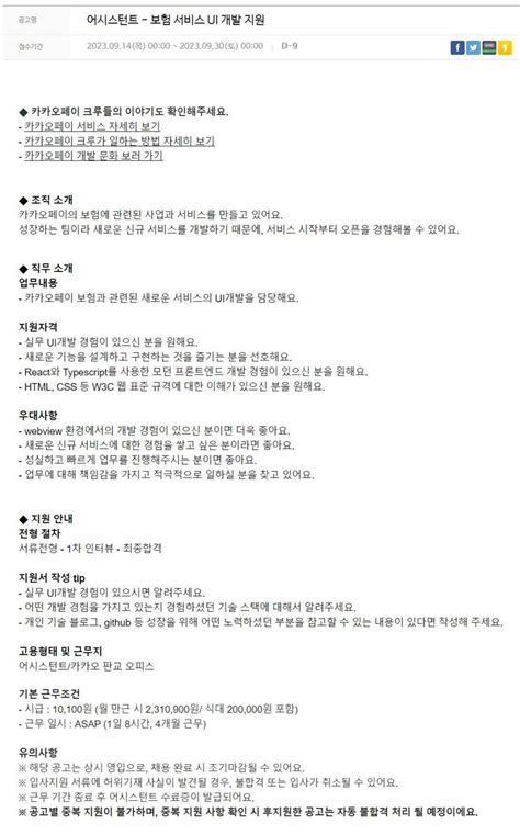 카카오페이 어시스턴트 보험 서비스 Ui 개발 지원 공모전 대외활동 링커리어