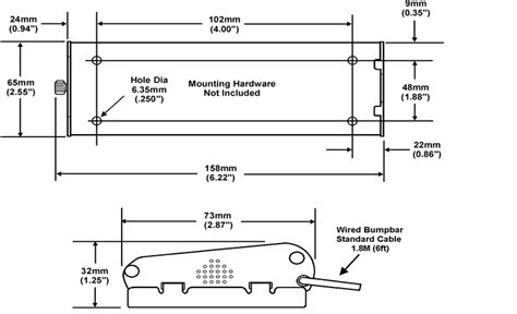 Micros 10 Key Bumpbar Mounting Bracket Dimensions