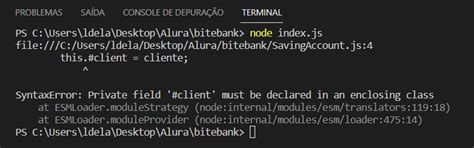 Erro na definição de atributo privado dentro do método construtor
