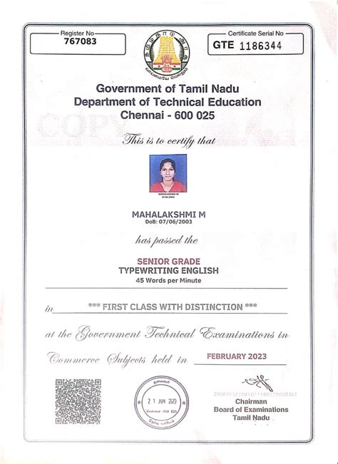 Mahalakshmi M On Linkedin I Have Completed Typewriting In English In First Class With Distinction
