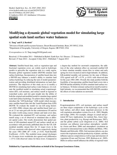 Pdf Modifying A Global Vegetation Model For Simulating Large Spatial