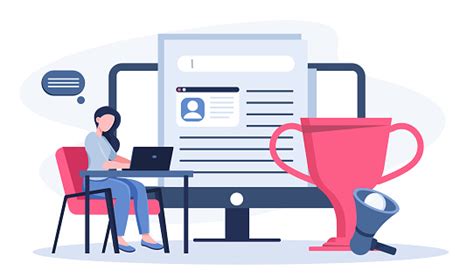 온라인 미디어 관계 노트북을 가진 여자가 인터넷에 기사를 씁니다 홍보 및 마케팅 저자 기자 회견 및 보도 자료를 작성합니다 평면 벡터 일러스트 레이 션 간통에 대한 스톡