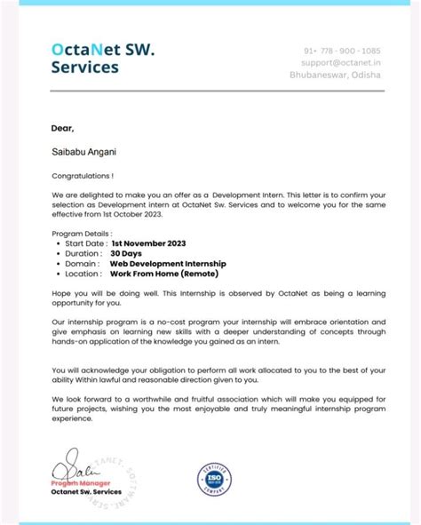 octanet webdeveloper internship saibabu angani