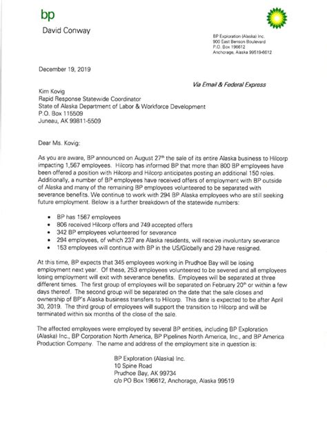 Bp Warn Act Notice North Slope Pdf