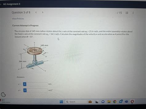 Solved The Circular Disk Of 145 Mm Radius Rotates About