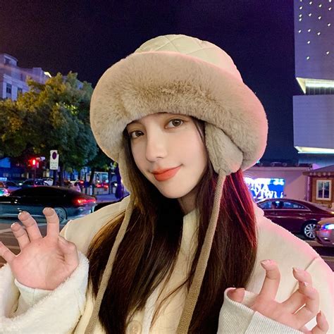 여성 에스키모 한파 방한 귀덮개 턱끈 겨울 모자
