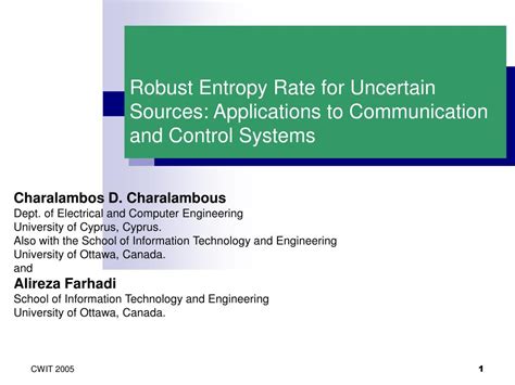 Ppt Robust Entropy Rate For Uncertain Sources Applications To Communication And Control