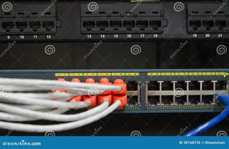 Partially View Of LAN Network Switch With Ethernet Cables Plugg Stock Photo Image Of Connect