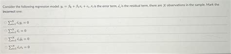 Solved Consider The Following Regression Model