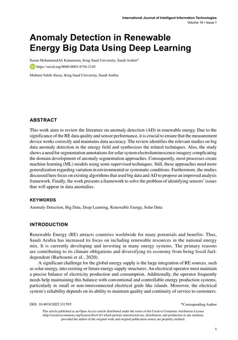 Pdf Anomaly Detection In Renewable Energy Big Data Using Deep Learning