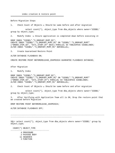 Index Creation And Restore Point Pdf