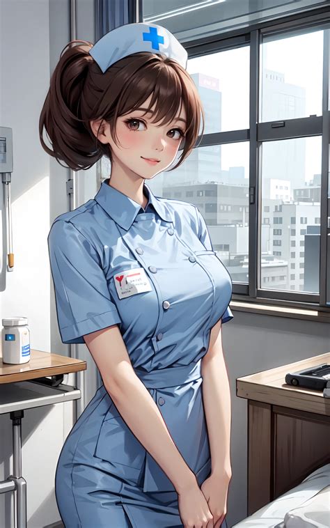 Anime Nurse In Uniform Posing In A Hospital Room With A Window Seaart Ai