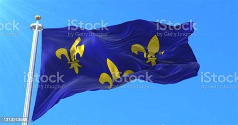 프랑스 일 드 프랑스 지역의 국기 3d 렌더링 국기에 대한 스톡 사진 및 기타 이미지 국기 기 기둥 Istock