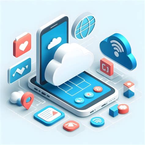 3d Flat Icon As Cloud Computing And Mobile Technology With Smartphone And Cloud Icons Concept As