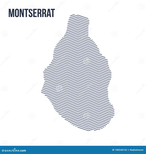 Vector Abstract Hatched Map Of Montserrat With Zig Zag Lines Isolated On A White Background