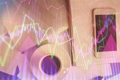 Premium Photo Multi Exposure Of Forex Graph Hologram Over Desktop With Phone Top View Mobile
