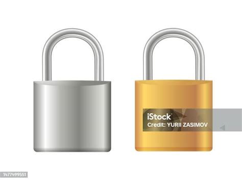 금색과 강철 자물쇠 세트 황금 폐쇄 및 황금 자물쇠가 격리되어 있습니다 크롬은 템플릿을 잠급니다 벡터 맹꽁이자물쇠에 대한 스톡 벡터 아트 및 기타 이미지 Istock