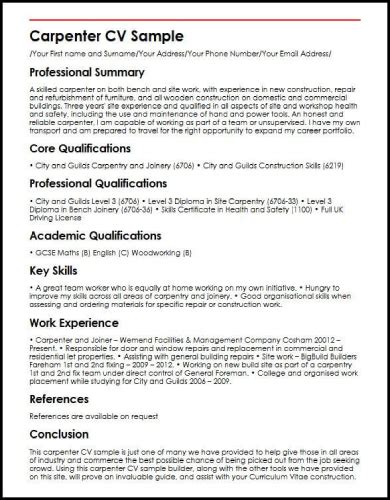 10 Carpenter Resume Examples To Download