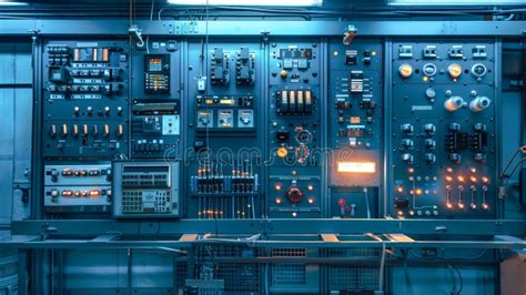 This Control Panel Features A Variety Of Electrical Switches And Wires Showcasing Advanced