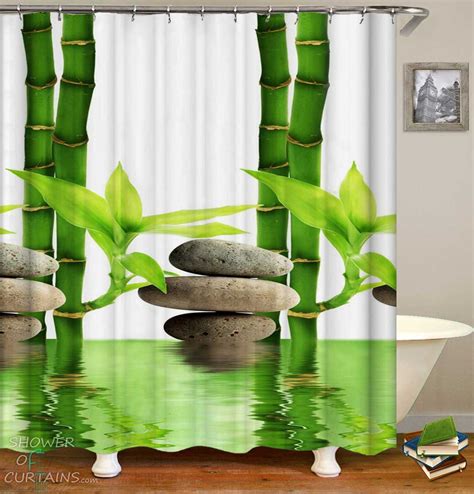 Shower Curtains With Zen Paddles And Bamboo Shower Of Curtains