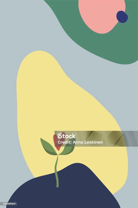 현대 미니멀 한 추상 미술 프린트 사랑의 새싹포스터 식물과 추상적 인 모양으로 장식 배경 인쇄 가능한 미니멀하고 자연스러운 벽