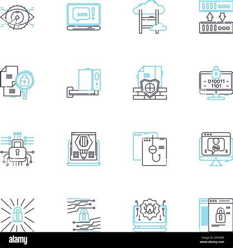It Protection Linear Icons Set Firewall Encryption Privacy Antivirus Authentication