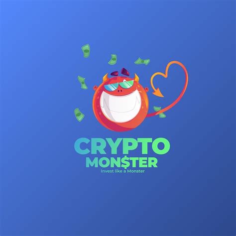 크립토 몬스터는 몬스터 벡터 로고 디자인처럼 투자합니다 프리미엄 벡터